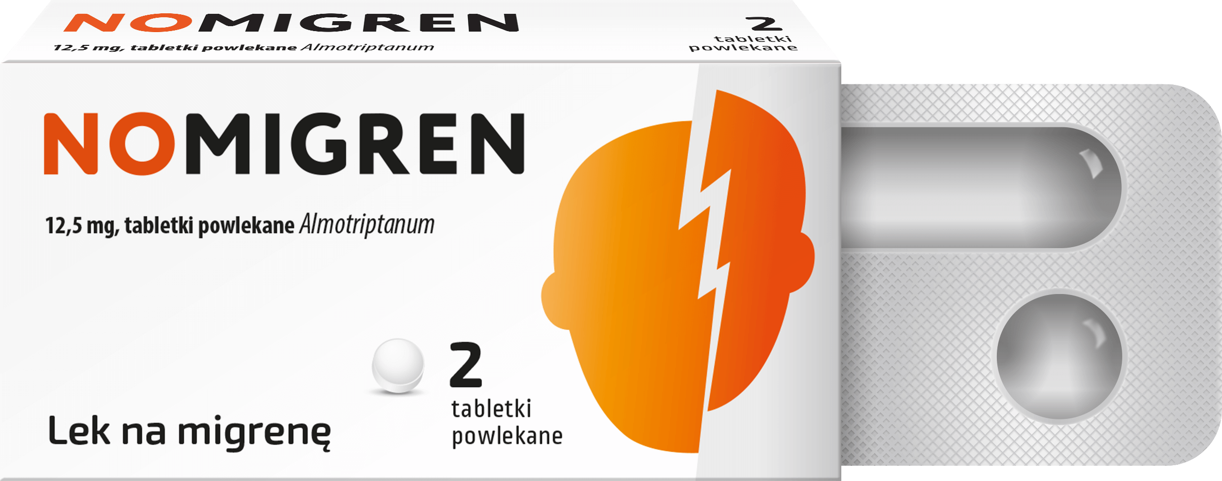 Leki przeciwbólowe Nomigren 12,5 mg, na migrenę, 2 tabletki powlekane ...