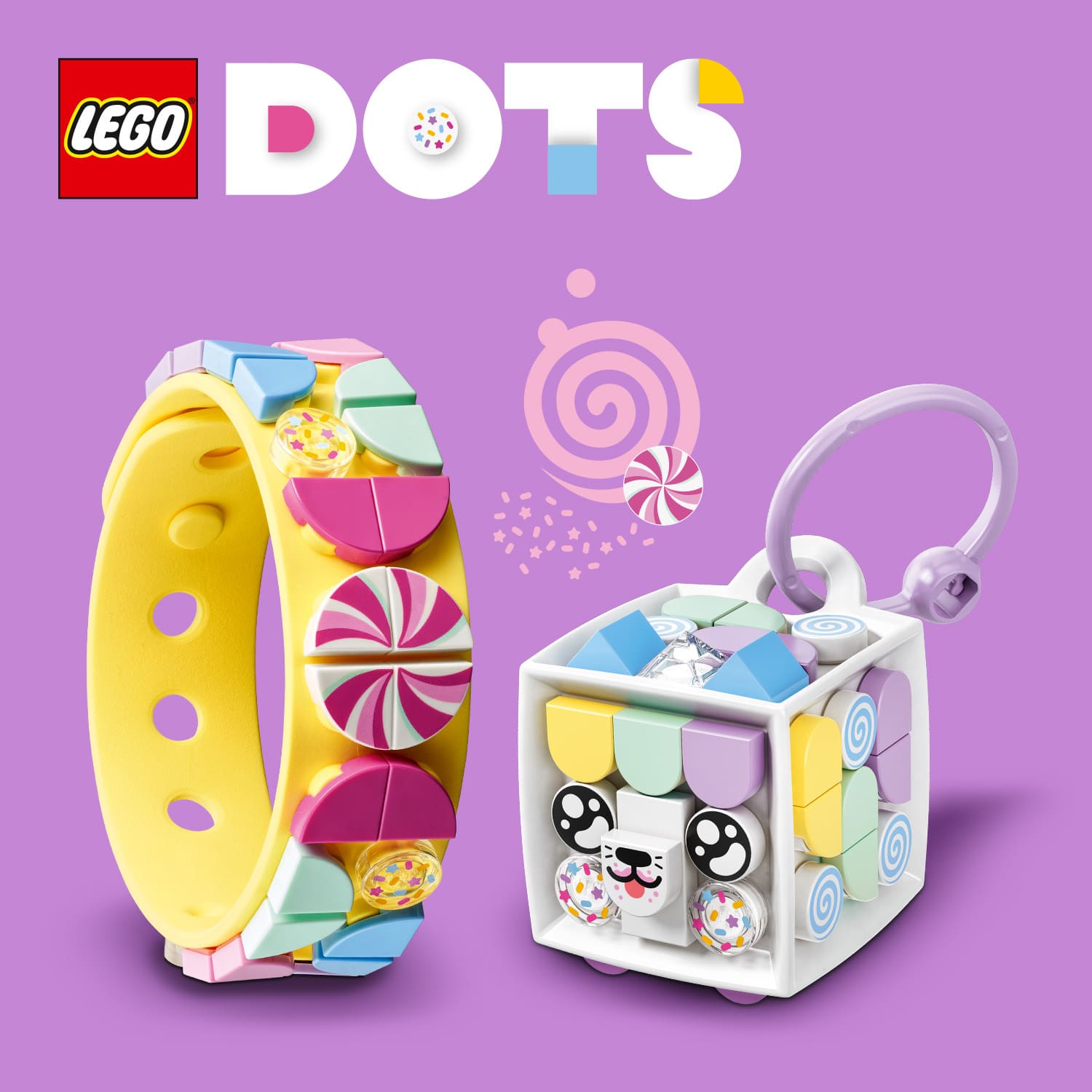 LEGO DOTS 41944 Cukierkowa kicia bransoletka i zawieszka na torbę ...